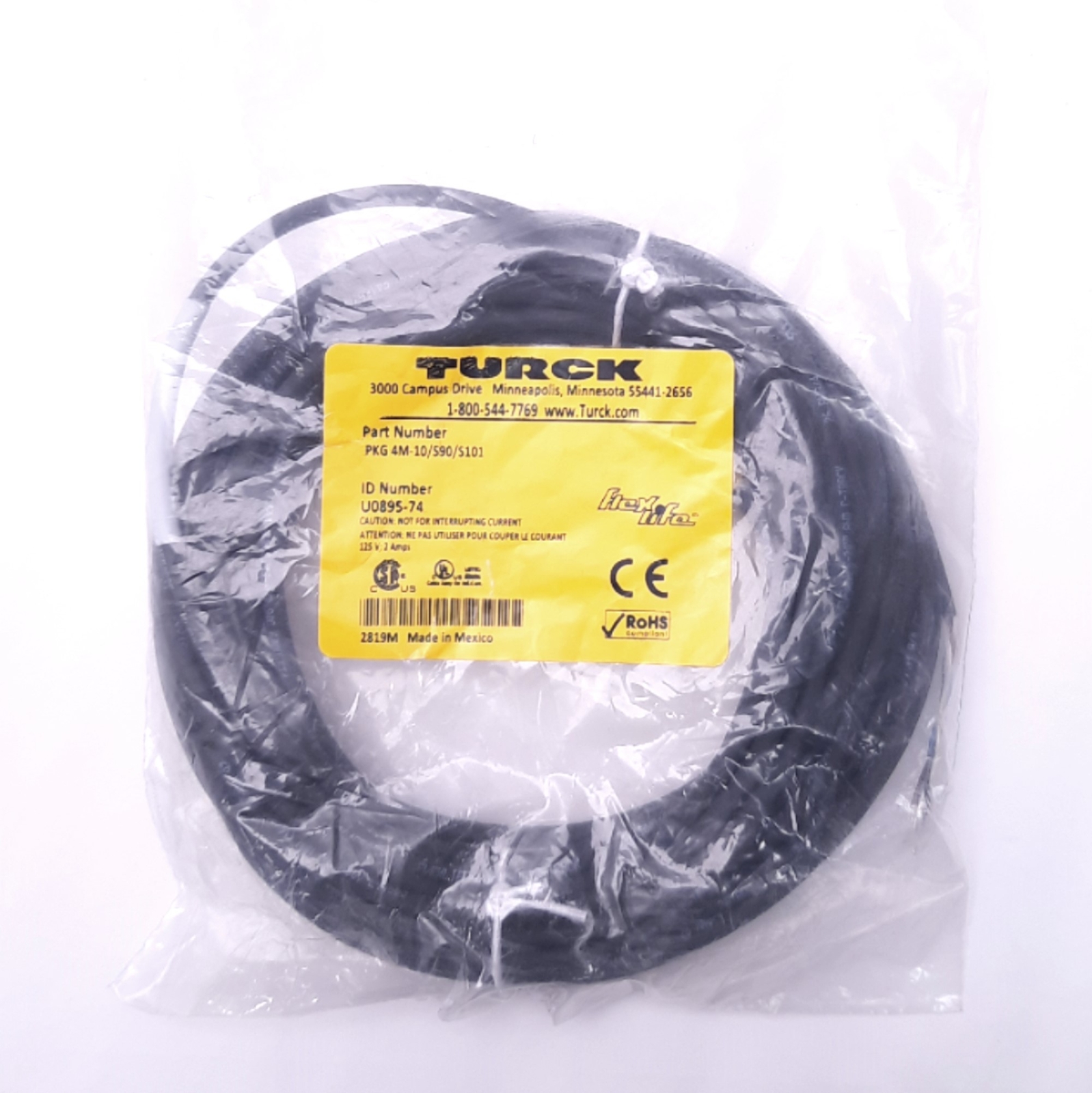 Turck PKG 4M-10/S90/S101 U0895-74 Single End Cordset M8 4-Pin Female ...
