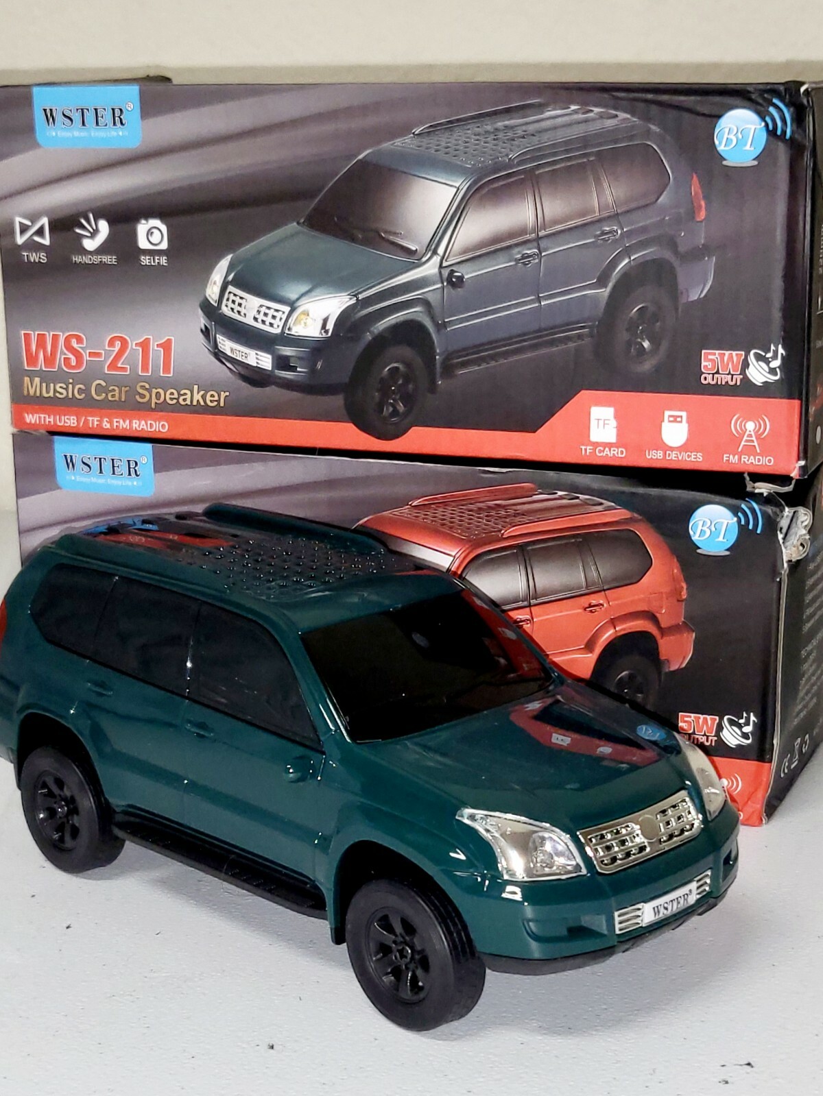 bluetooth WSTER CAR SPEAKER WIRELESS FM RADIO USB AUX RECHARGEABLE LOUD ...