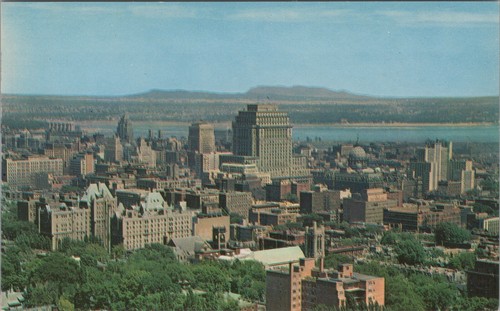 Montreal P.Q. Canada Mount Royal District Skyline Chrome Vintage Post ...