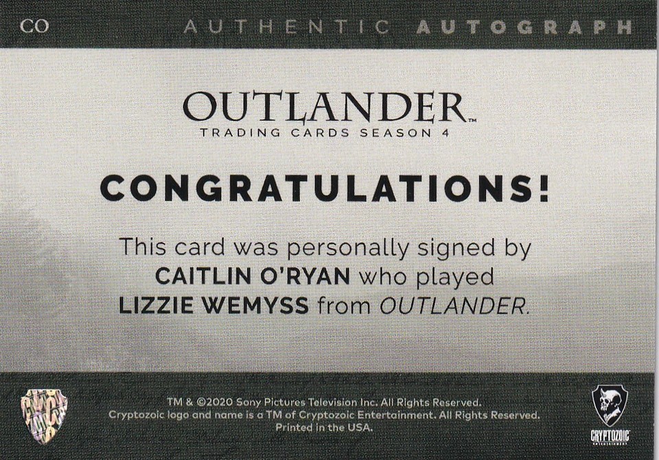 Outlander Season 4 Autograph Card CO Caitlin O’Ryan as Lizzie Wemyss | eBay