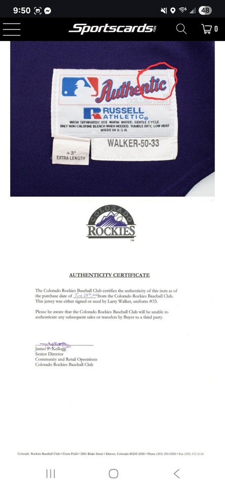 Jersey Fusion LARRY WALKER One Of One 1/1 Colorado Rockies Card. Scan ...