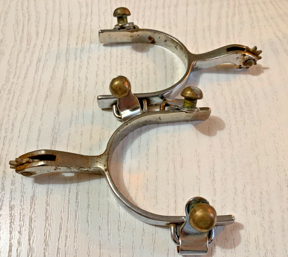 WESTERN SPURS w/ Rolling Brass Rowels & Swinging Buttons SIZE: Ladies ...