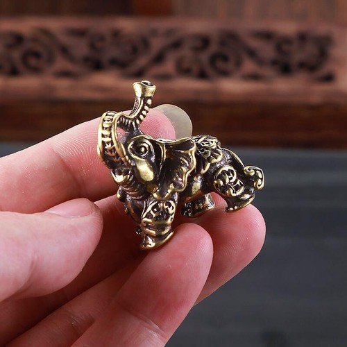 Antique Cute Elephant Miniature Figurines Desk Ornament Copper ...
