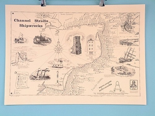 Coastal Shipwreck Maps Cornwall Devon Wales Dorset IOW Channel Sussex ...