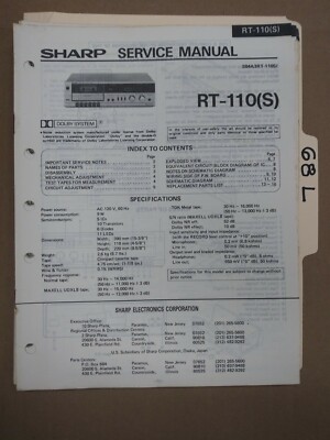 Sharp rt-110 s service manual original factory repair book stereo tape ...