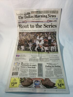 Dallas Morning News, October 16 2011, Rout to the Series, Texas Rangers ...