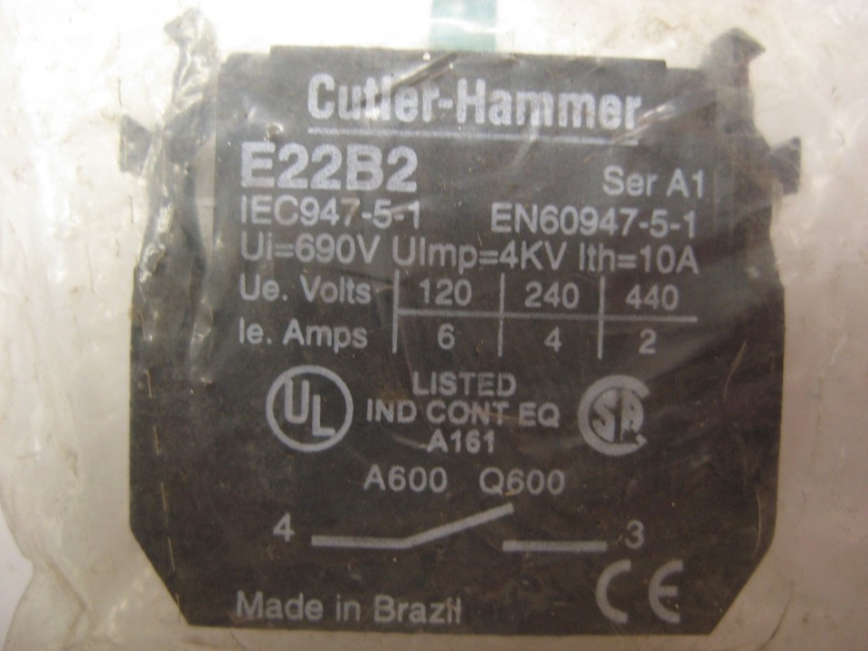 CUTLER HAMMER E22B2 CONTACT BLOCK NSNP | eBay