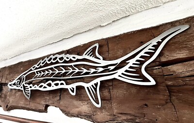 35-inch Sturgeon Hollow Metal Sign, Cabin Sign, Musky Sign, Metal Art ...