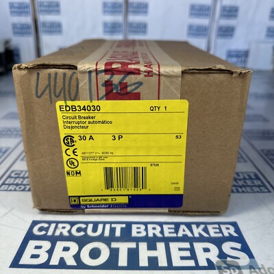 Square D EDB34030 30 Amp 480/277V 3 Pole Circuit Breaker-Warranty (New ...