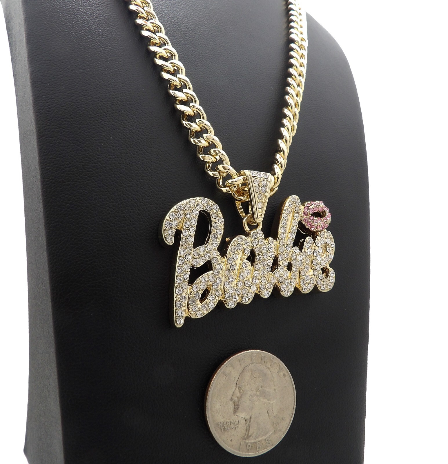 NEW SMALL PINK FRIDAY BARBIE PENDANT WITH 6mm 18" CUBAN LINK CHAIN* | eBay