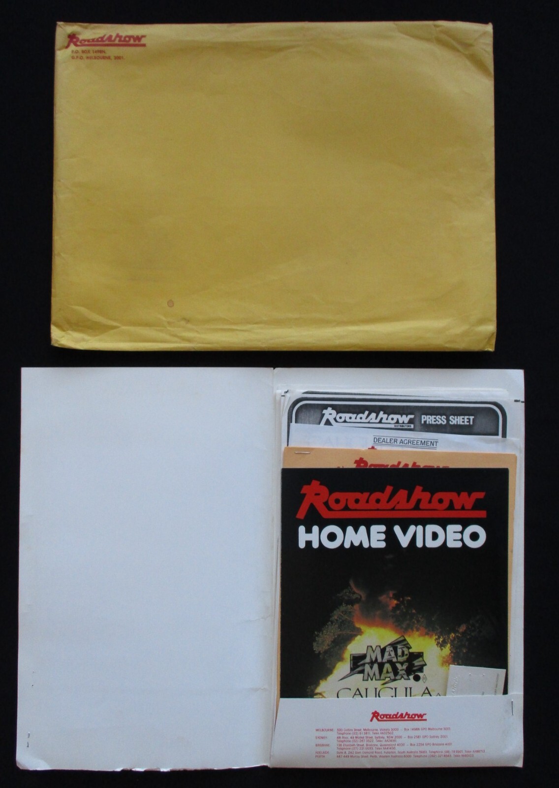 ROADSHOW HOME VIDEO 1980s Rare Press Kit Dealer information VHS Mad Max ...