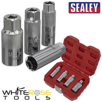 Sealey Spark Plug Socket Set 4pc 3/8" Drive 14mm 16mm 21mm Sockets Thin ...