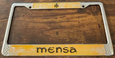 Vintage MENSA Booster License Plate Frame METAL | eBay