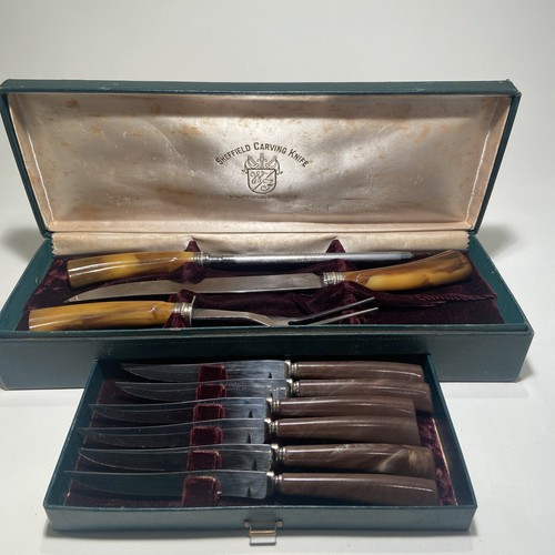 VINTAGE SHEFFIELD ENGLAND CARVING SET - KNIVES - ORIGINAL BOX | eBay