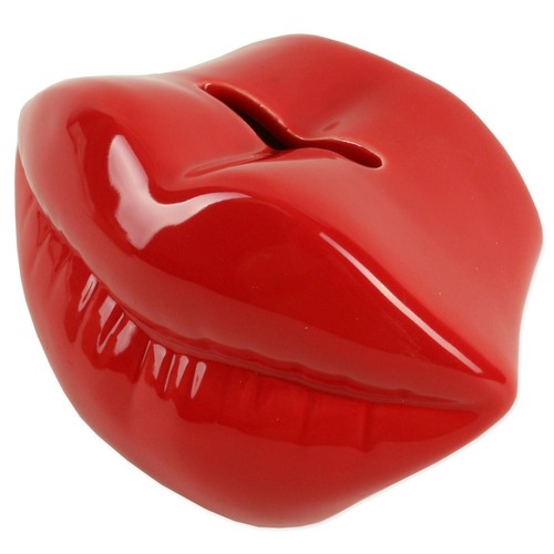 LIPS MONEY BOX Red Ceramic Coin Storage Savings Bank Stocking Filler ...