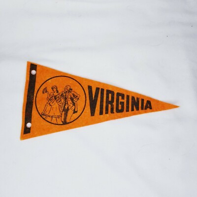 vintage 1950s VIRGINIA state banner souvenir orange felt pennant flag ...