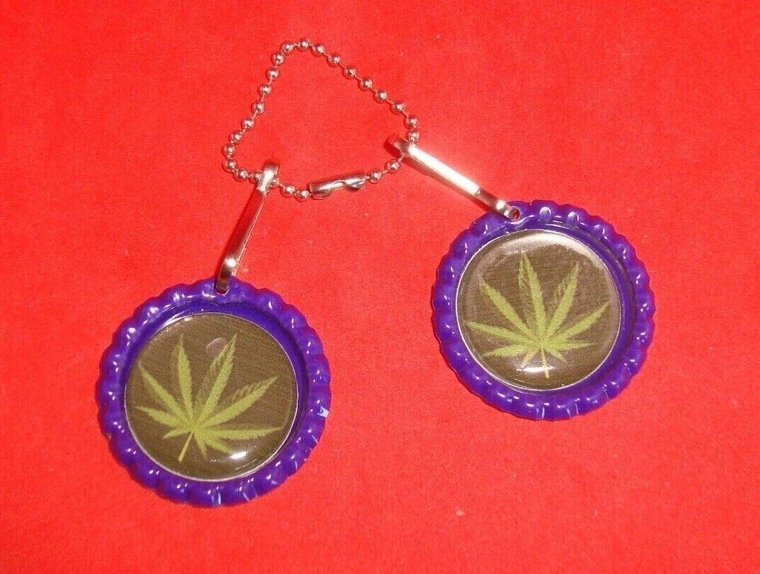 #2 MARIJUANA Leaf Epoxy Bottle Cap Zipper pull Charms, I.D. Tags w/Bead ...