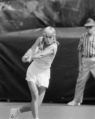 Chris Evert in the 1983 U S Open tennis tournament at the National- Old ...