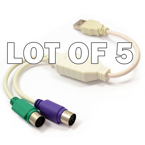 5x PS/2 to USB Adapter Cables.PS2 to Keyboard/Mouse USB PC Converter ...