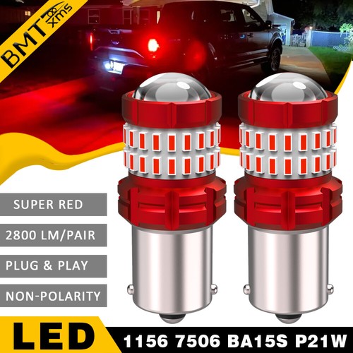 1156 7506 Projector LENS Red LED 44SMD-G2835 Brake Tail Light Bulbs ...