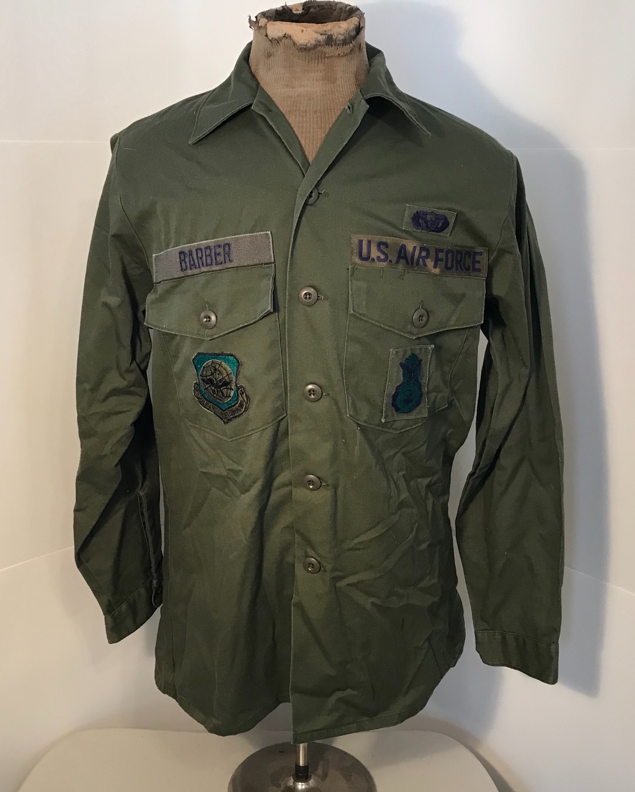 vintage Men's Air Force Military Heavy Button Up Oliv… - Gem