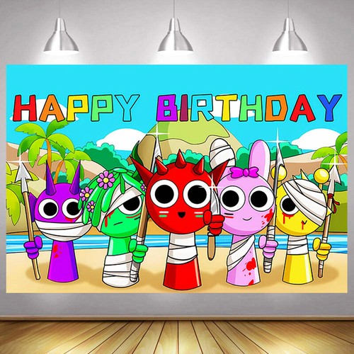 Sprunki Backdrop Game Happy Birthday Party Photo Background Banner ...