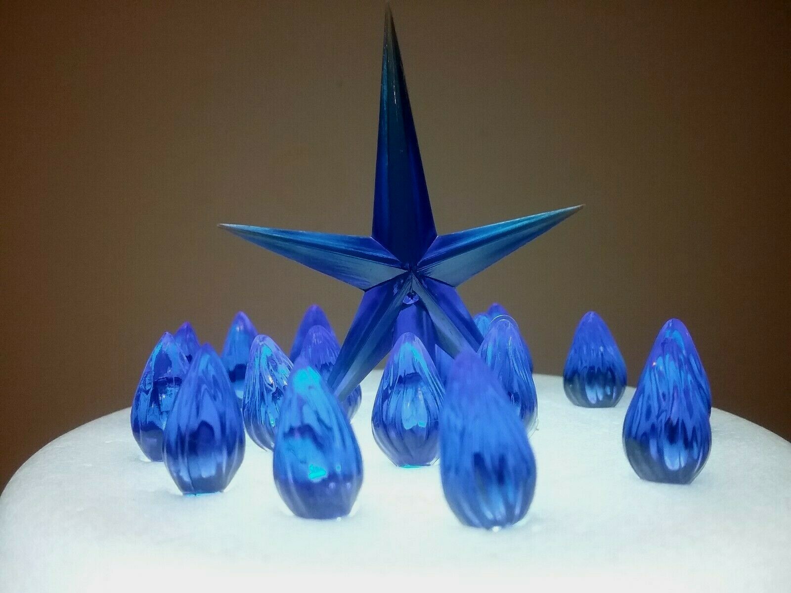 50 BLUE SMALL TWIST BULBS + MEDIUM BLUE STAR for Ceramic Christmas Tree ...