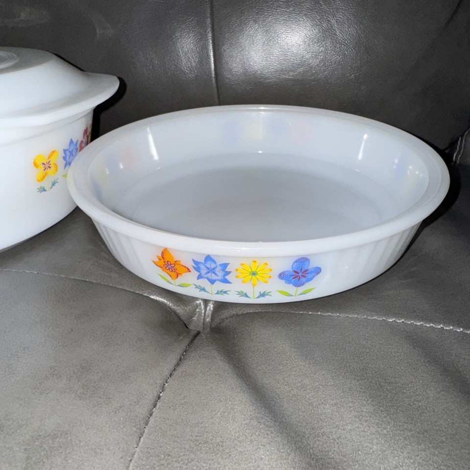 2 Phoenix Opalware Casserole Dish Serving Bowl Glass Vintage Floral ...
