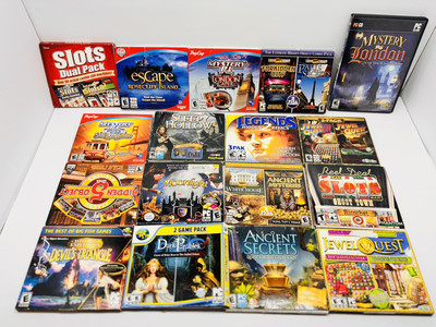 PC Game Lot Of 17 Mystery PI Puzzle Pop Cap CD-Rom Hidden Object Clues ...