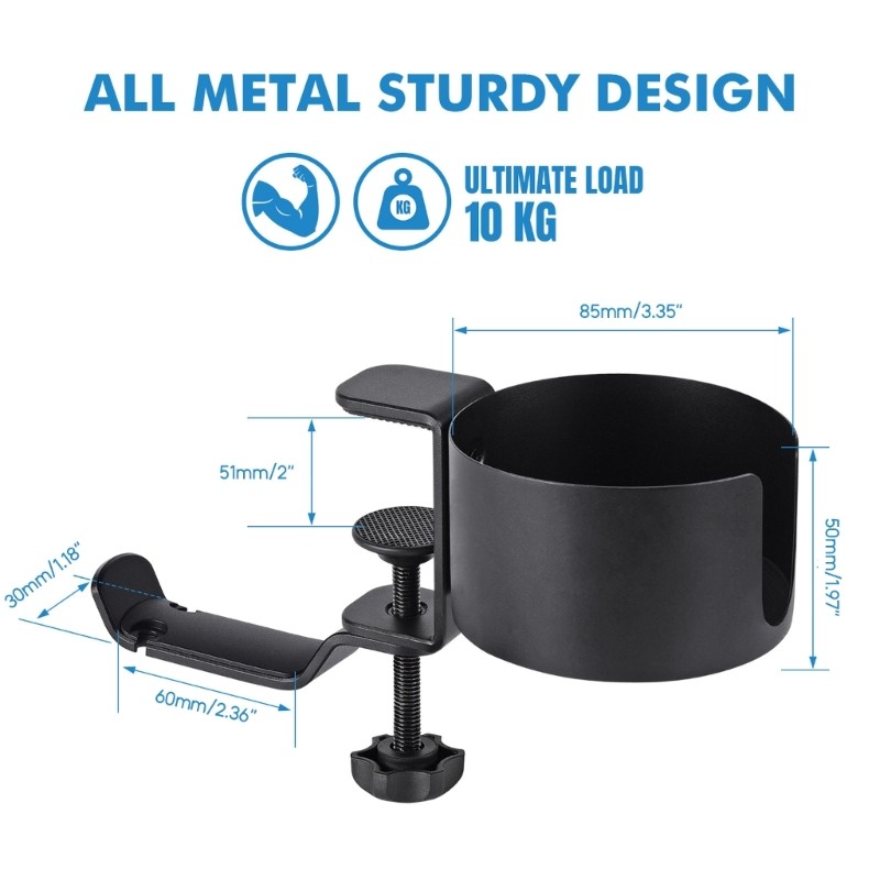 360Degree Earphone Display Stand Hanger Mount Under Desk Cup Mug Rack ...