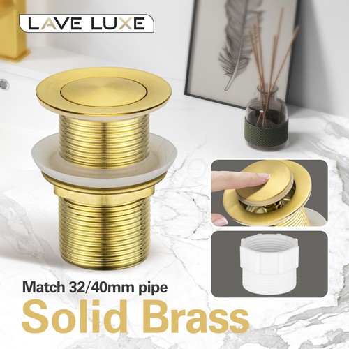 32/40mm Gold Pop Up Waste Bathroom Sink Vanity Basin Plug Drain Without ...