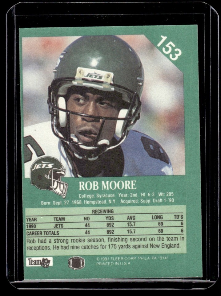 1991 Fleer Rob Moore New York Jets #153 | eBay
