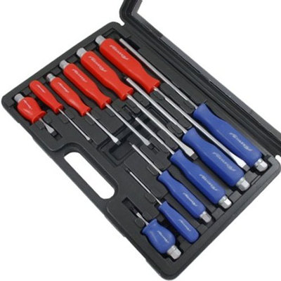 12 Piece Heavy Duty Screwdriver Set Hex Head Go Through Magnetic Tips Pozi+Flat | eBay UK
