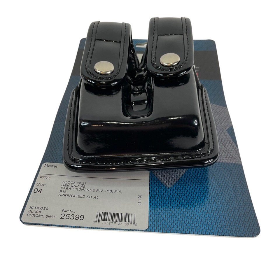 Bianchi Slimline Double Mag Pouch 7944 Gloss Black Chrome Snap Glock 20 ...