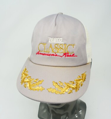 Vintage 1970's Zebco Fishing Bass Embroidered One Size Snapback Trucker ...