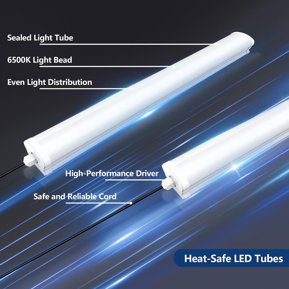 LED Strip Light 4FT 5FT Batten Tube Light IP65 Garage Ceiling Lamp ...