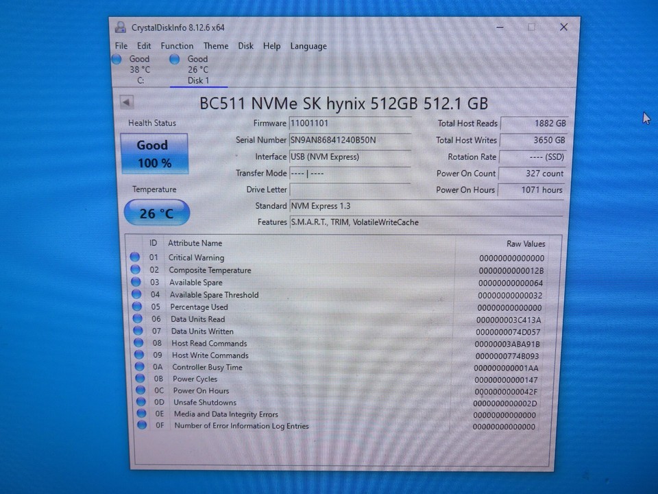 SK Hynix BC511 NVMe SK Hynix 512GB Internal Solid State Drive SSD TG8T0 ...