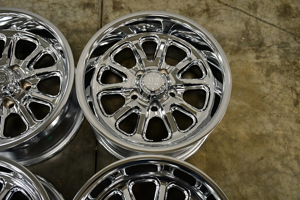 Set 4 US Mag U110 Rambler 15x8 5x4.75 Chrome Plated Wheels 15" 1mm Rims ...