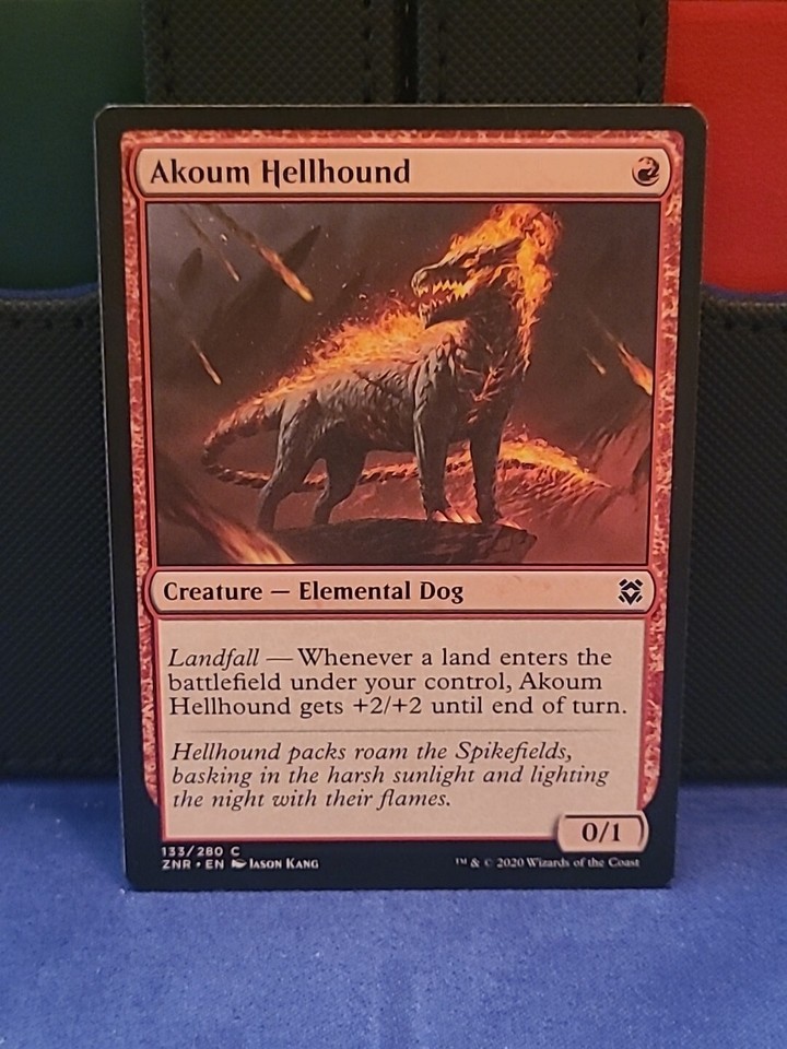 MTG Akoum Hellhound 4x Showcase & Regular NM Zendikar Rising #299 ...