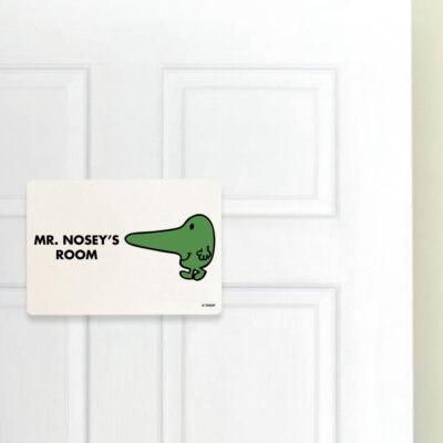 Mr Men Door Plaque Mr Nosey Room Sign w/ Adhesive Sticky Pads Kids ...