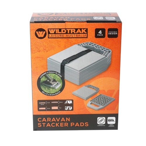 4pc Wildtrak 22.5cm Caravan Stacker Stabilizer Pad Outdoor Camping ...