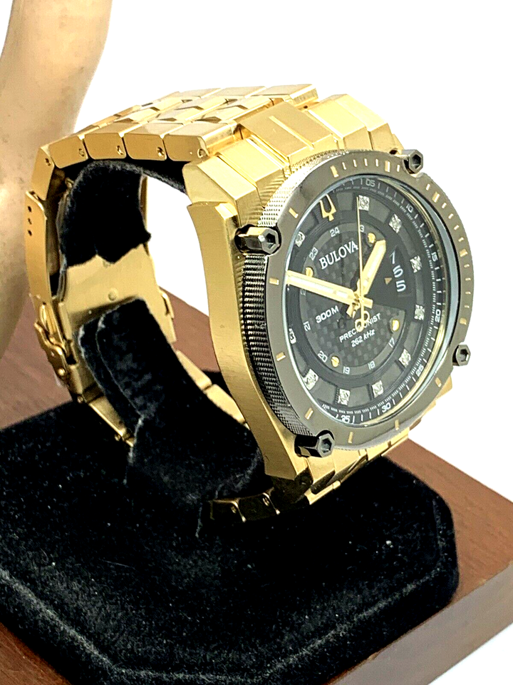 Bulova Precisionist Men's Watch 98D156 Diamond Accent Gold Tone ...