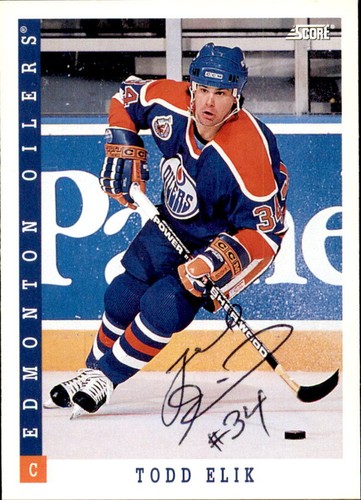 Todd Elik Signed Autographed 93/94 Score card Edmonton Oilers | eBay