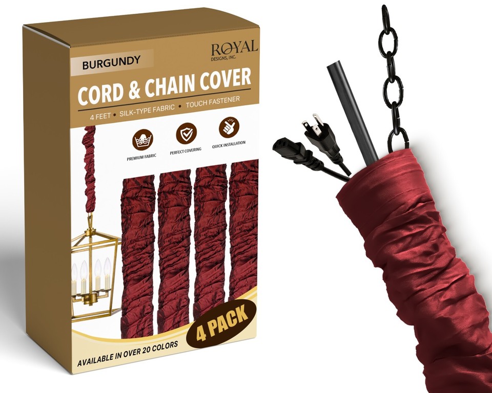 Royal Designs, Inc. Decorative Fabric Cord Cover Chandelier Chain Cover ...