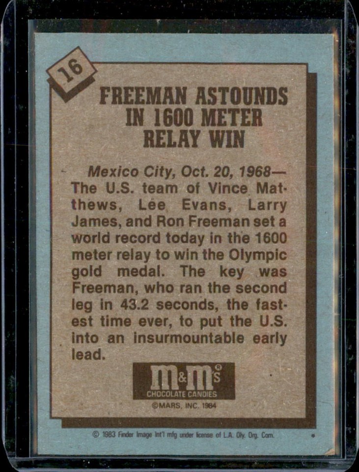 1993 M&Ms Olympic Heroes #16 Ron Freeman Auto/ Signed in Person | eBay