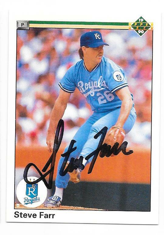 STEVE FARR 1990 UPPER DECK AUTOGRAPHED SIGNED # 680 KANSAS CITY ROYALS ...