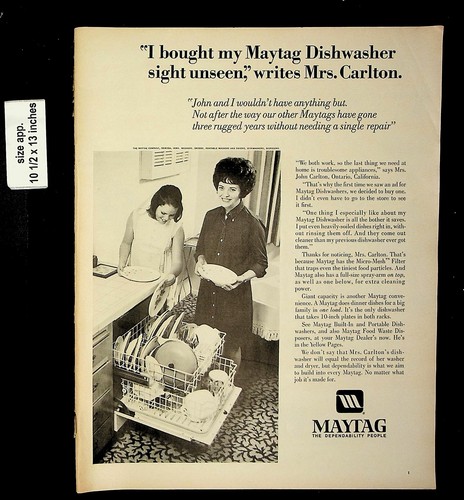 1970 Maytag Dishwasher Vintage Print Ad 19458 | eBay