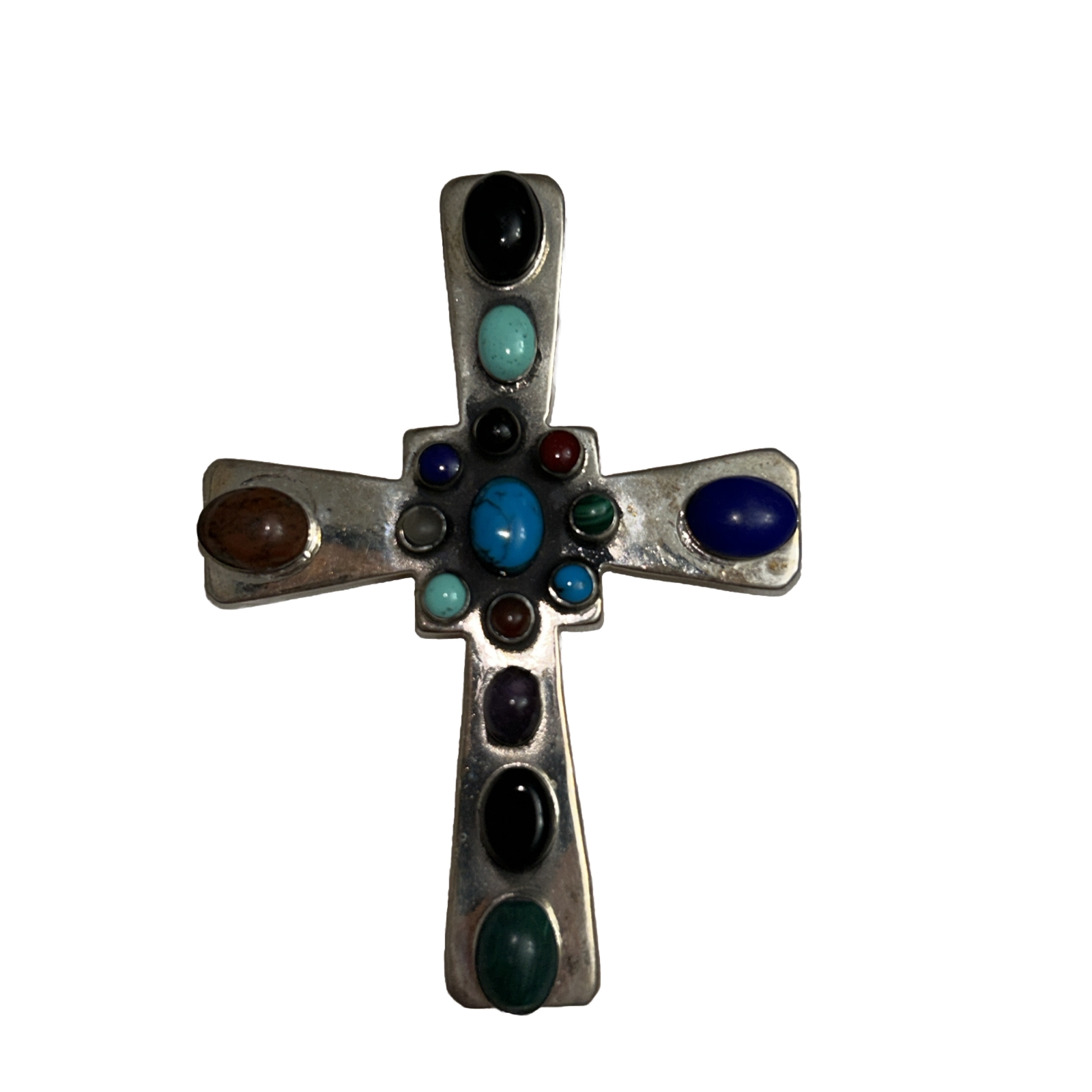 HOB Mexican Sterling Silver Cross Pendant for Necklace Multi Color ...