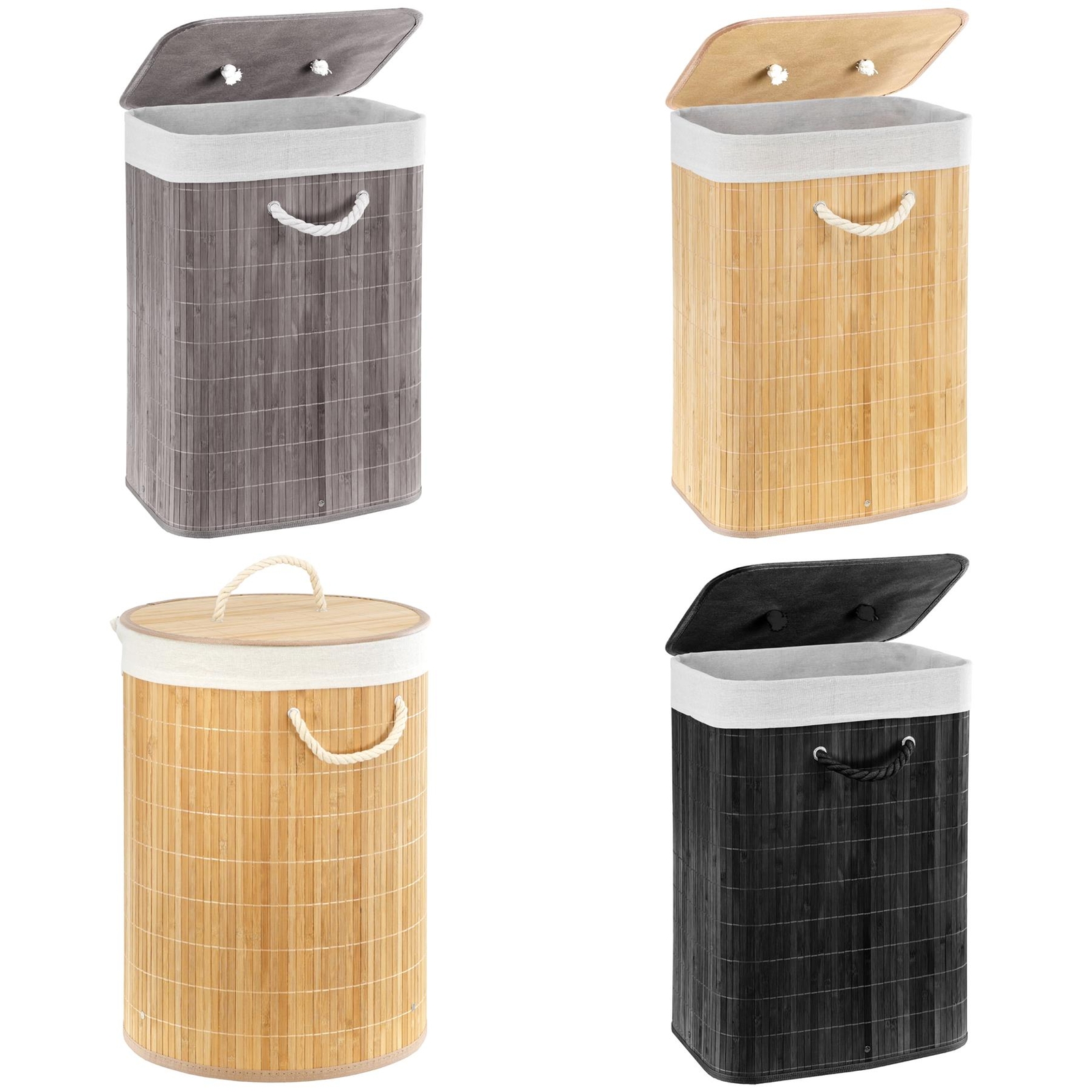 Bamboo Laundry Basket with Lid Foldable Washing Clothes Bin Hamper with ...