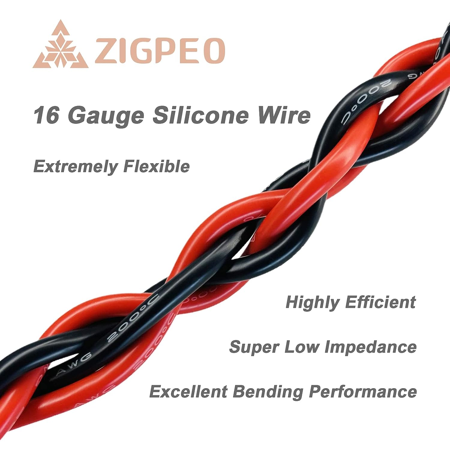 ZIGPEO 16 AWG Silicone Wire 100FT, Extra Flexible 16 Gauge Stranded ...